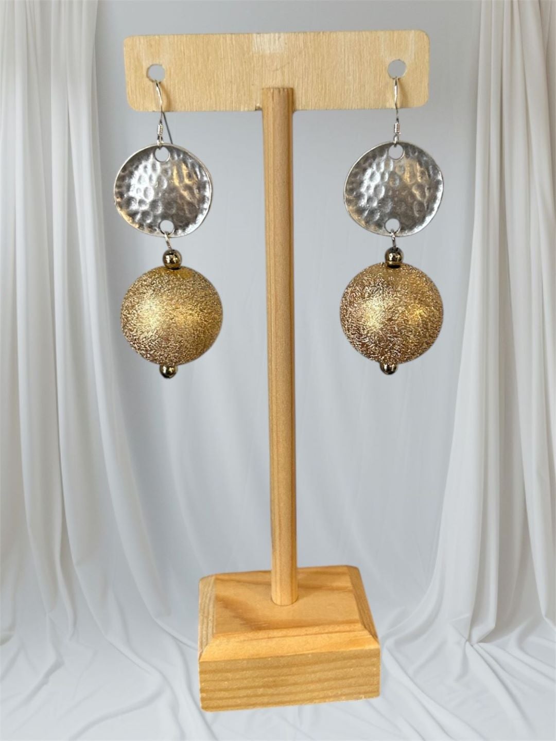 Daria Two-Tone Silver and Gold Sparkle Ball Earrings | together designs